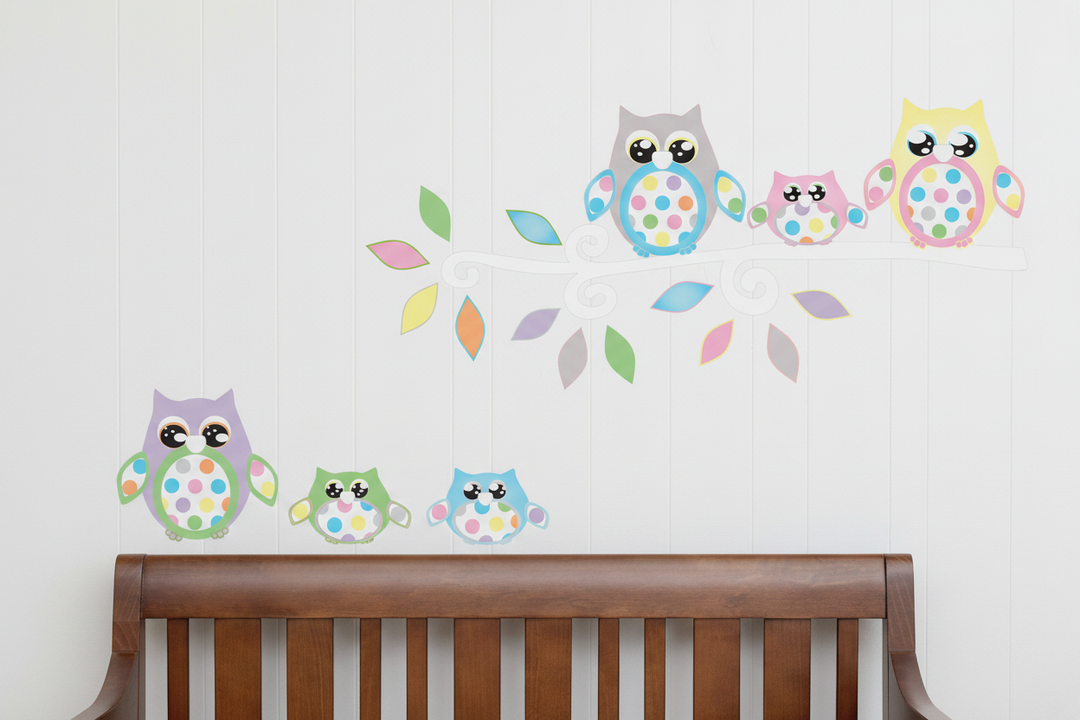 Multicolored Polka Dot Owl Wall Decals | Woodland Nursery Wall Stickers ...
