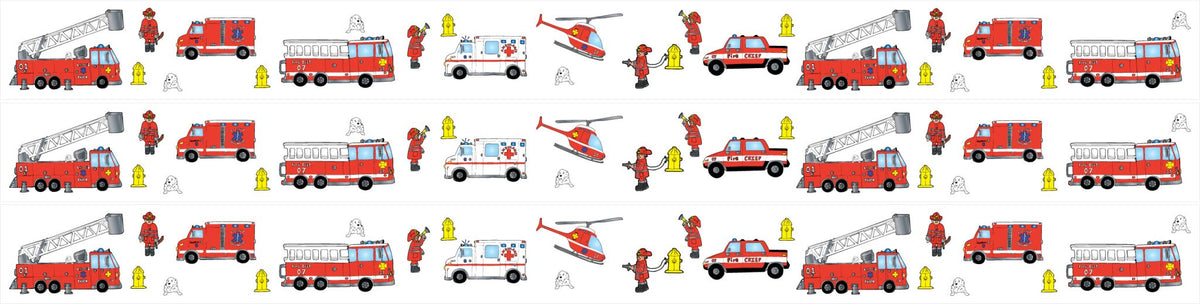 Fire Trucks and Fire Fighter Wall Border Wall Decals 4.5 inch Wide x 1
