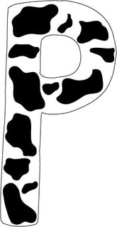 10 inch Cow Animal Print Letter Decals Stickers from A to Z
